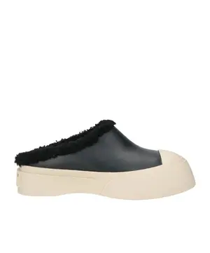 Marni Minimalist Leather Wedge Clogs - Black