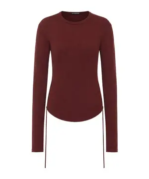 ANN DEMEULEMEESTER Ruched Cropped Long-sleeve T-shirt - Brown