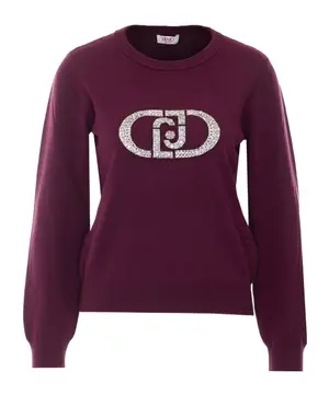 Liu Jo Crystal-logo Crew-neck Sweater - Red