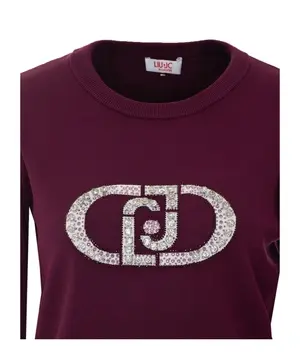 Liu Jo Crystal-logo Crew-neck Sweater