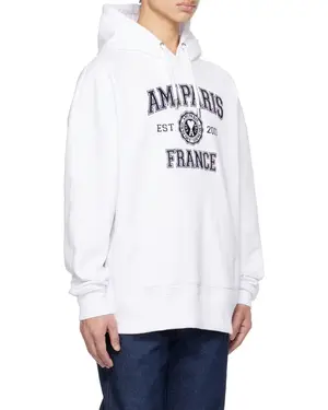 AMI Paris Logo-printed Long-sleeved Drawstring Hoodie