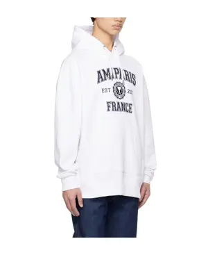 AMI Paris Logo-printed Long-sleeved Drawstring Hoodie