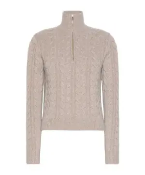 Max Mara Max Mara Libero Zip Detailed High-Neck Jumper Sand