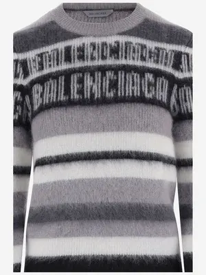 Balenciaga Stretch Mohair-blend Sweater With Logo