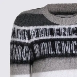 Balenciaga Brushed Logo Stripe Knitted Sweater