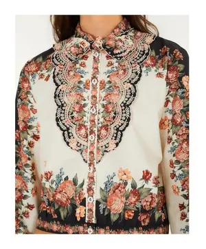 Farm Rio Floral Print Button-up Top