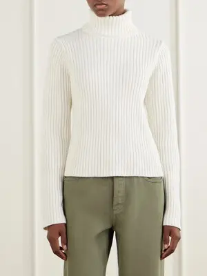 Still Here Miller Ribbed Cotton Turtleneck Sweater - Neutrals