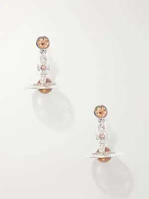 VIVIENNE WESTWOOD New Petite Orb -tone Cubic Zirconia Earrings - Silver