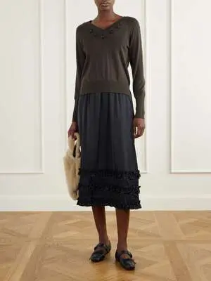 Simone Rocha Embellished Merino Wool And Silk-blend Sweater