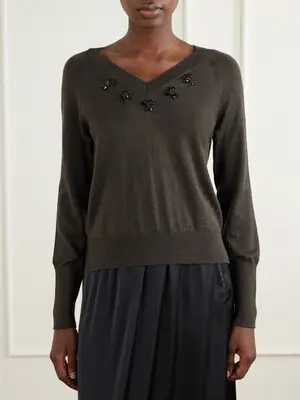 Simone Rocha Embellished Merino Wool And Silk-blend Sweater