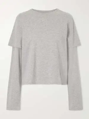 Still Here 2tee Layered Cotton-jersey T-shirt - Gray
