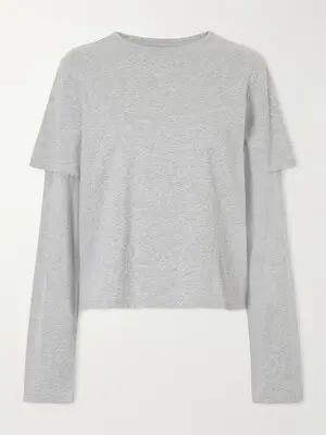 Still Here 2tee Layered Cotton-jersey T-shirt - Gray