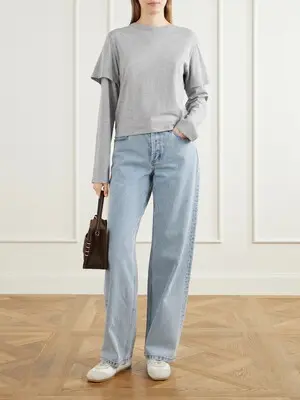 Still Here 2tee Layered Cotton-jersey T-shirt - Gray