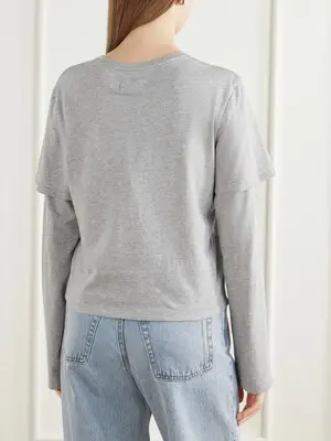 Still Here 2tee Layered Cotton-jersey T-shirt - Gray