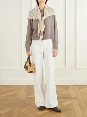 Sea Kirra Lace-trimmed Wool Cardigan - Brown