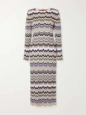 Missoni Striped Crochet-knit Midi Dress