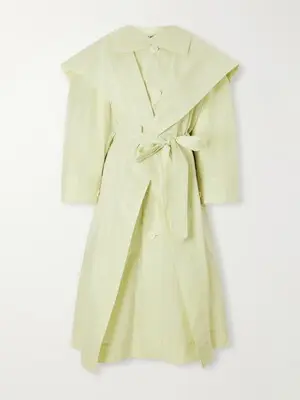 Issey Miyake Correlation Belted Shell Trench Coat - Green