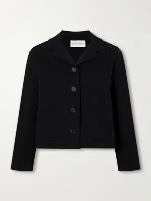 HIGH SPORT Maude Ribbed Cotton-blend Jacket - Black