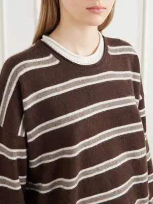 LA LIGNE Dominick Striped Cashmere And Silk-blend Sweater