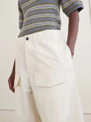JW Anderson Cotton-blend Gabardine Track Pants - Ivory