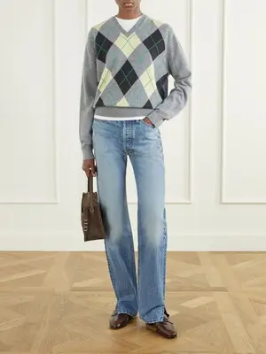 RÙADH The Academy Checked Cashmere Sweater - Gray