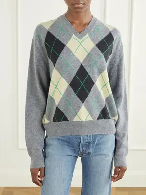 RÙADH The Academy Checked Cashmere Sweater - Gray