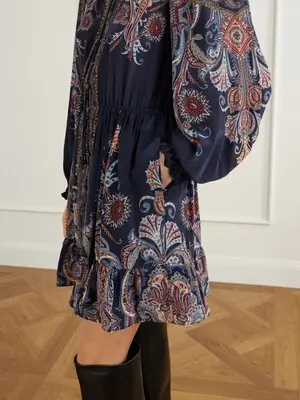 Sea Hyacinth Gathered Paisley-print Crepe Mini Dress - Multi
