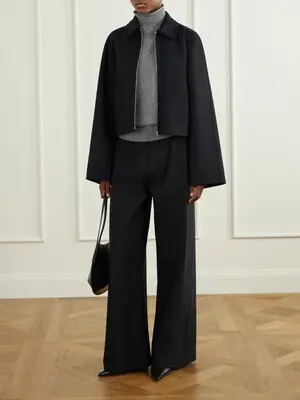 Another Tomorrow Virgin Wool Cropped Jacket