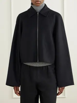 Another Tomorrow Virgin Wool Cropped Jacket