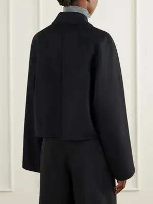Another Tomorrow Virgin Wool Cropped Jacket
