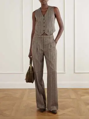 Ralph Lauren Wool And Cotton-blend Wide-leg Pants