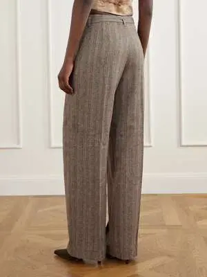 Ralph Lauren Wool And Cotton-blend Wide-leg Pants