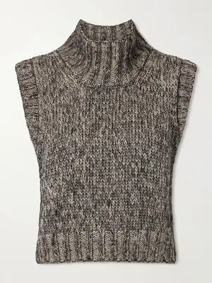 Khaite Fawn Cashmere, Mohair And Silk-blend Mélange Sweater Vest - Black