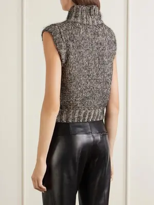 Khaite Fawn Cashmere, Mohair And Silk-blend Mélange Sweater Vest - Black