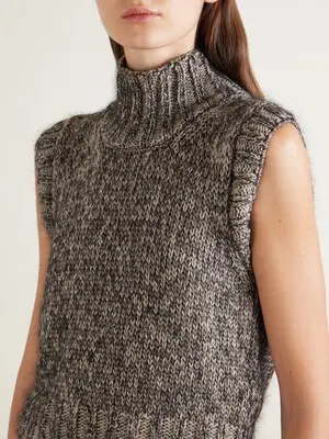 Khaite Fawn Cashmere, Mohair And Silk-blend Mélange Sweater Vest - Black