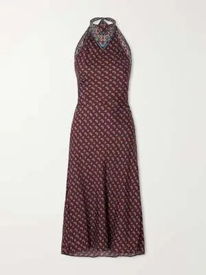 DÔEN Zilda Printed Halterneck Silk-blend Midi Dress - Multi