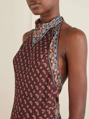 DÔEN Zilda Printed Halterneck Silk-blend Midi Dress - Multi