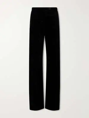 Khaite Hunter Velvet Cotton-blend Straight-leg Pants