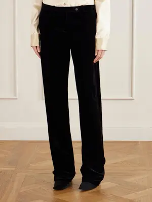 Khaite Hunter Velvet Cotton-blend Straight-leg Pants
