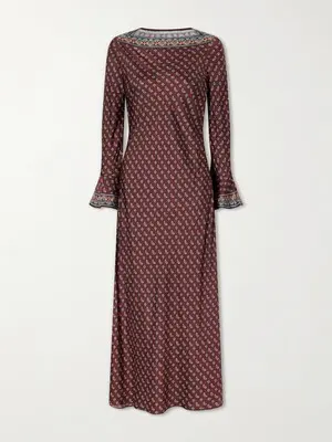 DÔEN Davina Printed Silk-blend Satin Maxi Dress - Multi