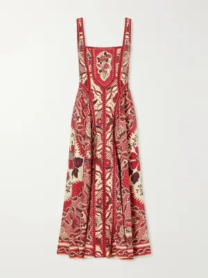ALEMAIS Kenny Floral-print Crepe Midi Dress - Red