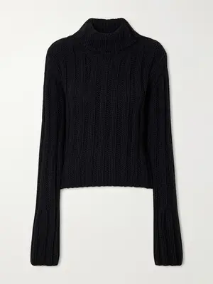 Khaite Kelly Ribbed Cashmere Sweater - Black