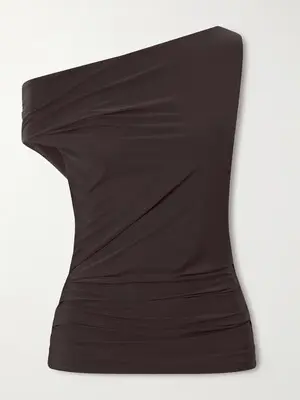 AGOLDE Carlin Off-the-shoulder Cotton-jersey Tank - Brown
