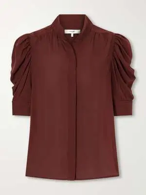 FRAME The Gillian Gathered Silk Blouse
