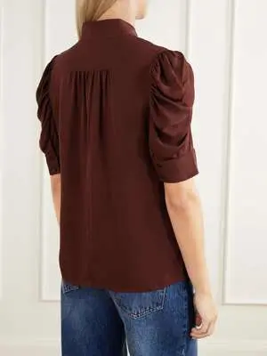 FRAME The Gillian Gathered Silk Blouse