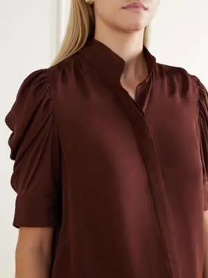 FRAME The Gillian Gathered Silk Blouse