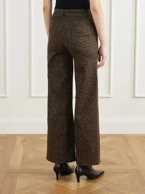 FRAME Le Slim Palazzo Leopard-print High-rise Straight-leg Jeans