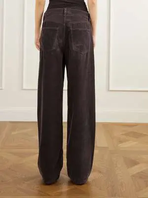AGOLDE Low Curve Cotton-corduroy Mid-rise Wide-leg Pants - Chocolate