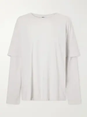 AGOLDE Lois Layered Cotton-jersey T-shirt - Neutrals