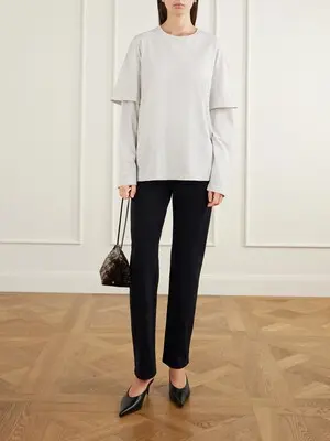 AGOLDE Lois Layered Cotton-jersey T-shirt - Neutrals